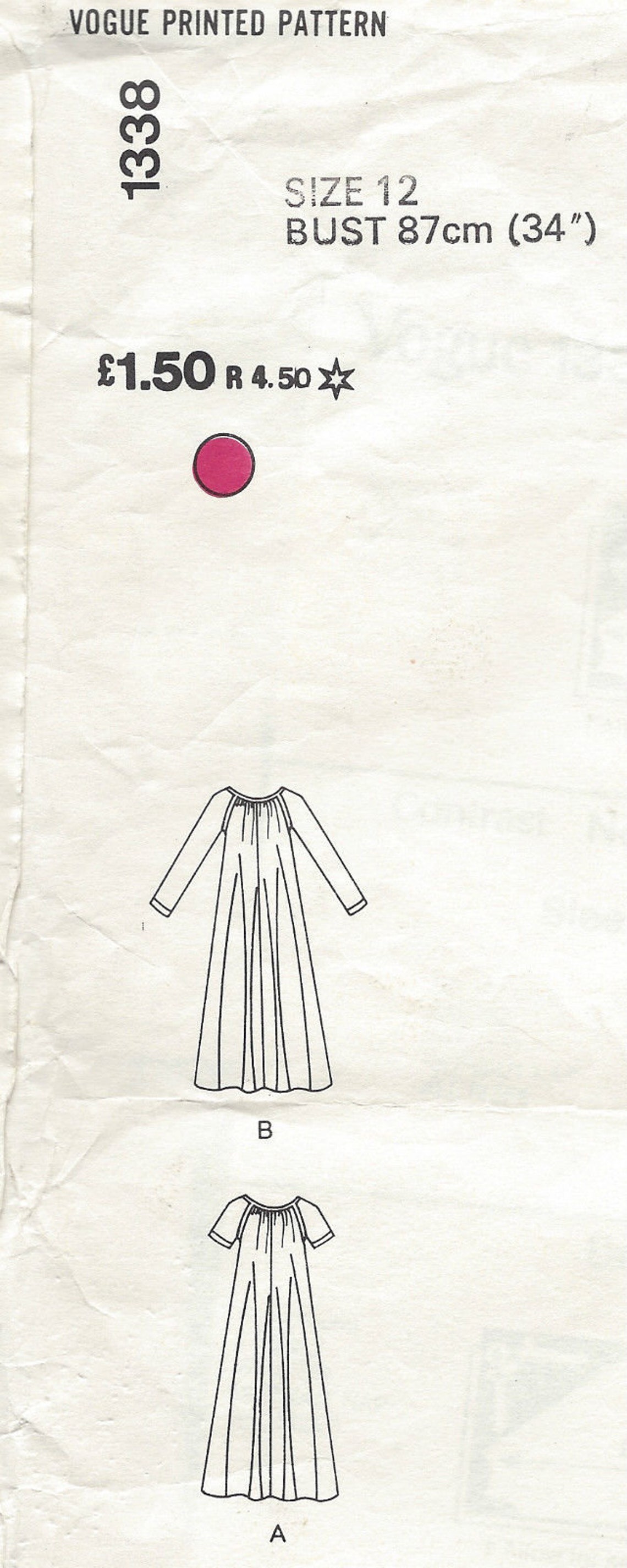 1970s Vintage VOGUE Sewing Pattern B34 EVENING DRESS (R905) Geoffrey ...