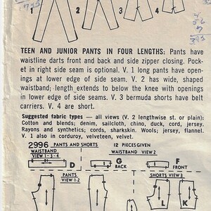 1950s Vintage Sewing Pattern B34 PANTS & SHORTS R929 by Simplicity 2996 ...