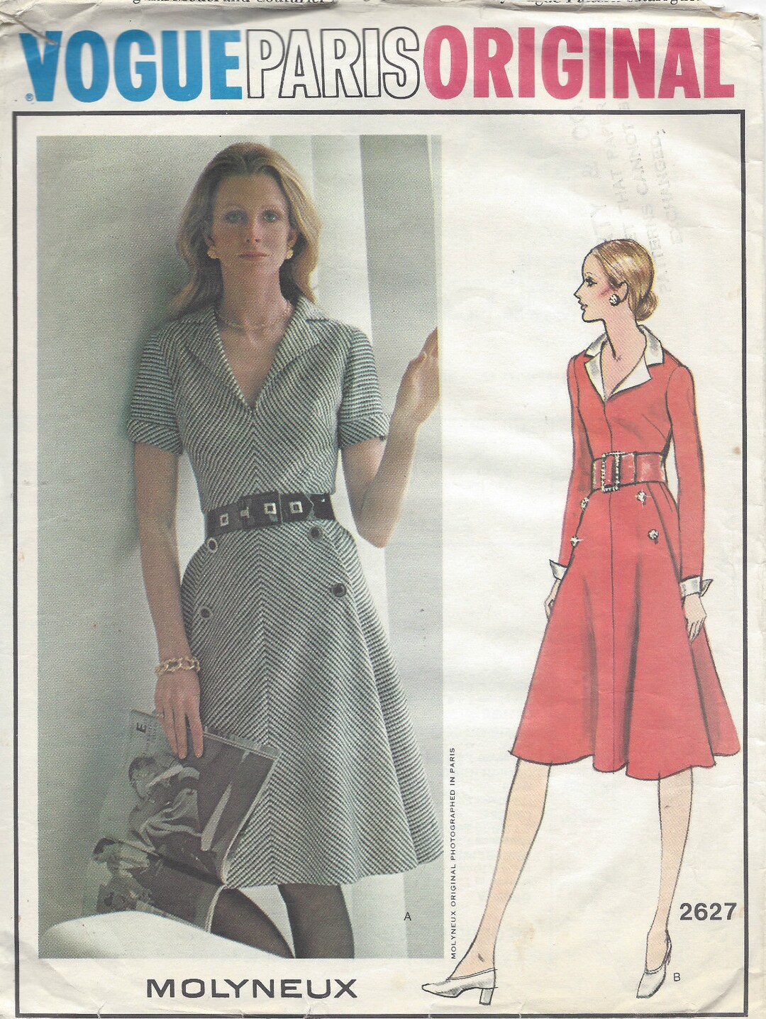 1970s Vintage VOGUE Sewing Pattern B32 1/2 DRESS (1042) BY Molyneux ...