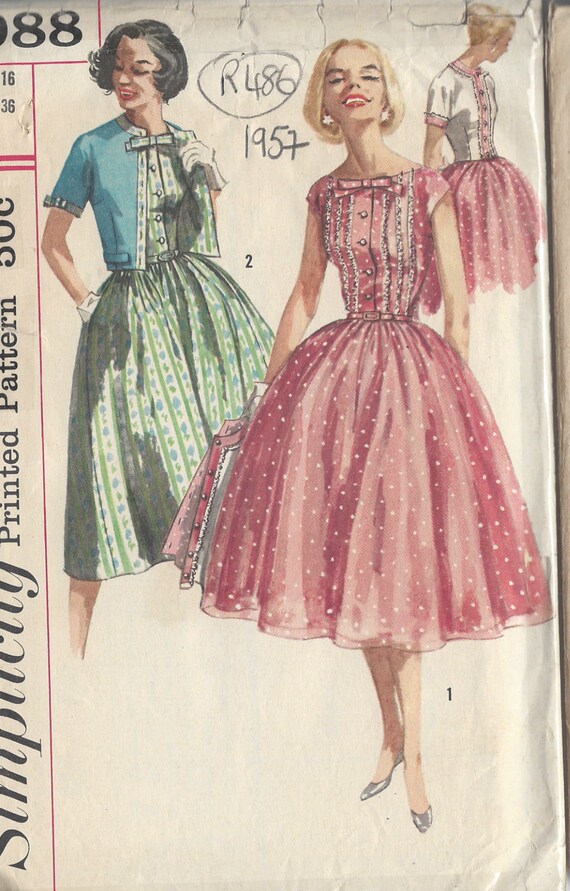1957 Vintage Sewing Pattern B36 DRESS & JACKET R486 - Etsy
