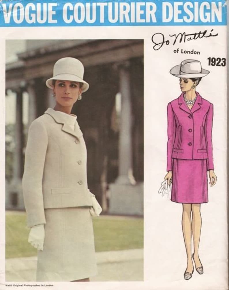 1968 Vintage VOGUE Sewing Pattern B32.5″ Suit Jacket & Skirt (1559) Jo ...