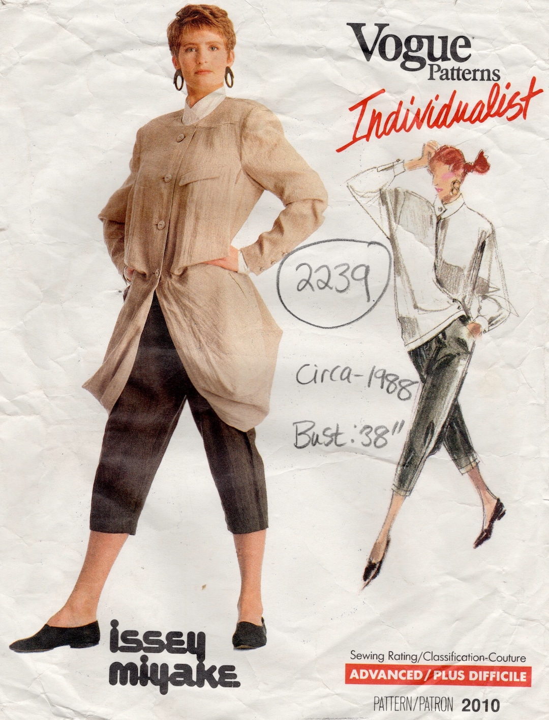 1988 Vintage VOGUE Sewing Pattern (bust: 38 In) Jacket Top Pants (2239 ...