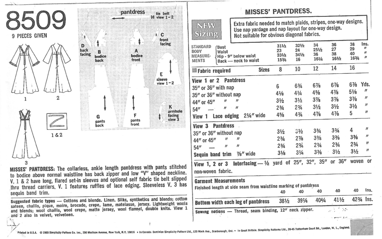 1969 Vintage Sewing Pattern B36 JUMPSUIT, PANTDRESS R675 Simplicity ...