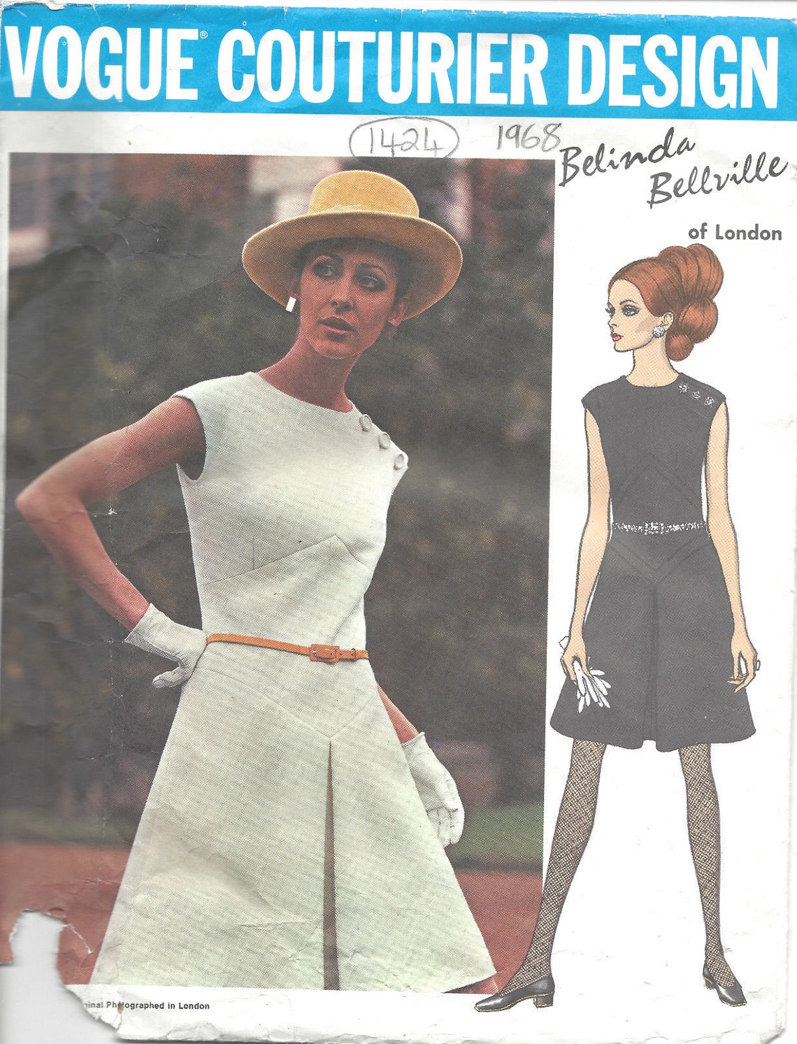 1968 Vintage VOGUE Sewing Pattern B31 1/2" DRESS (1424) by Belinda ...
