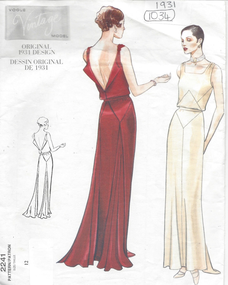 1931 Vintage VOGUE Sewing Pattern B34 DRESS (1035R) Vogue 2241 - Etsy