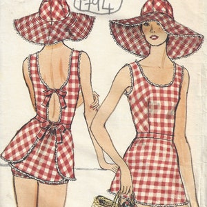 1975 Vintage VOGUE Sewing Pattern B36 Swimsuit With BRIEFS and HAT ...