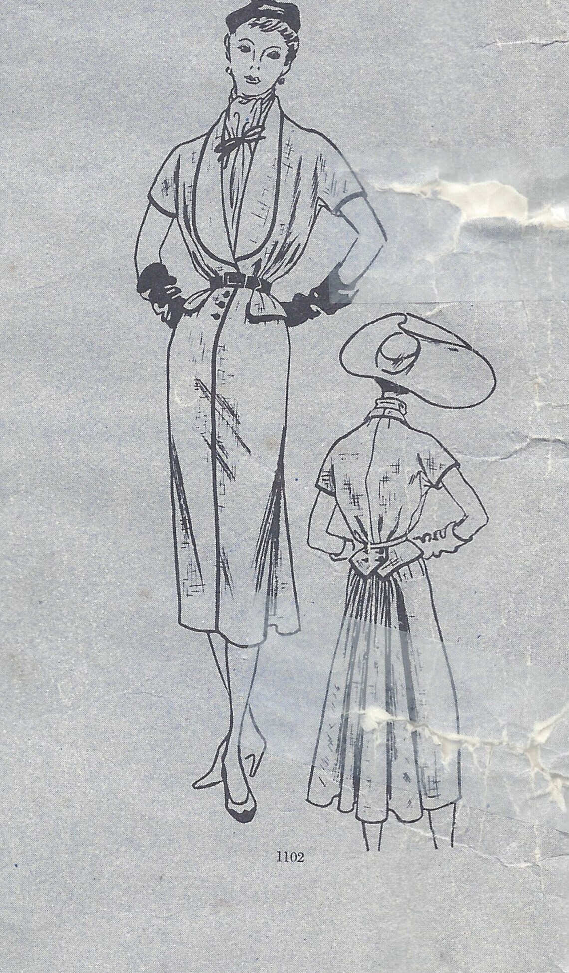 1950 Vintage VOGUE Sewing Pattern B36 DRESS & SCARF (1489) by Jacques ...