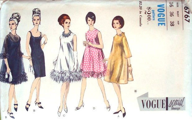 1966 Vintage VOGUE Sewing Pattern B36 EVEBING DRESS 1653 by Vogue 6767 ...