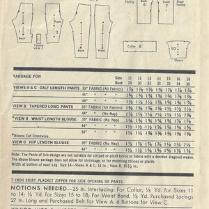 1955 Vintage Sewing Pattern B32 W26 PANTS & BOXY TOPS (1819) by ...