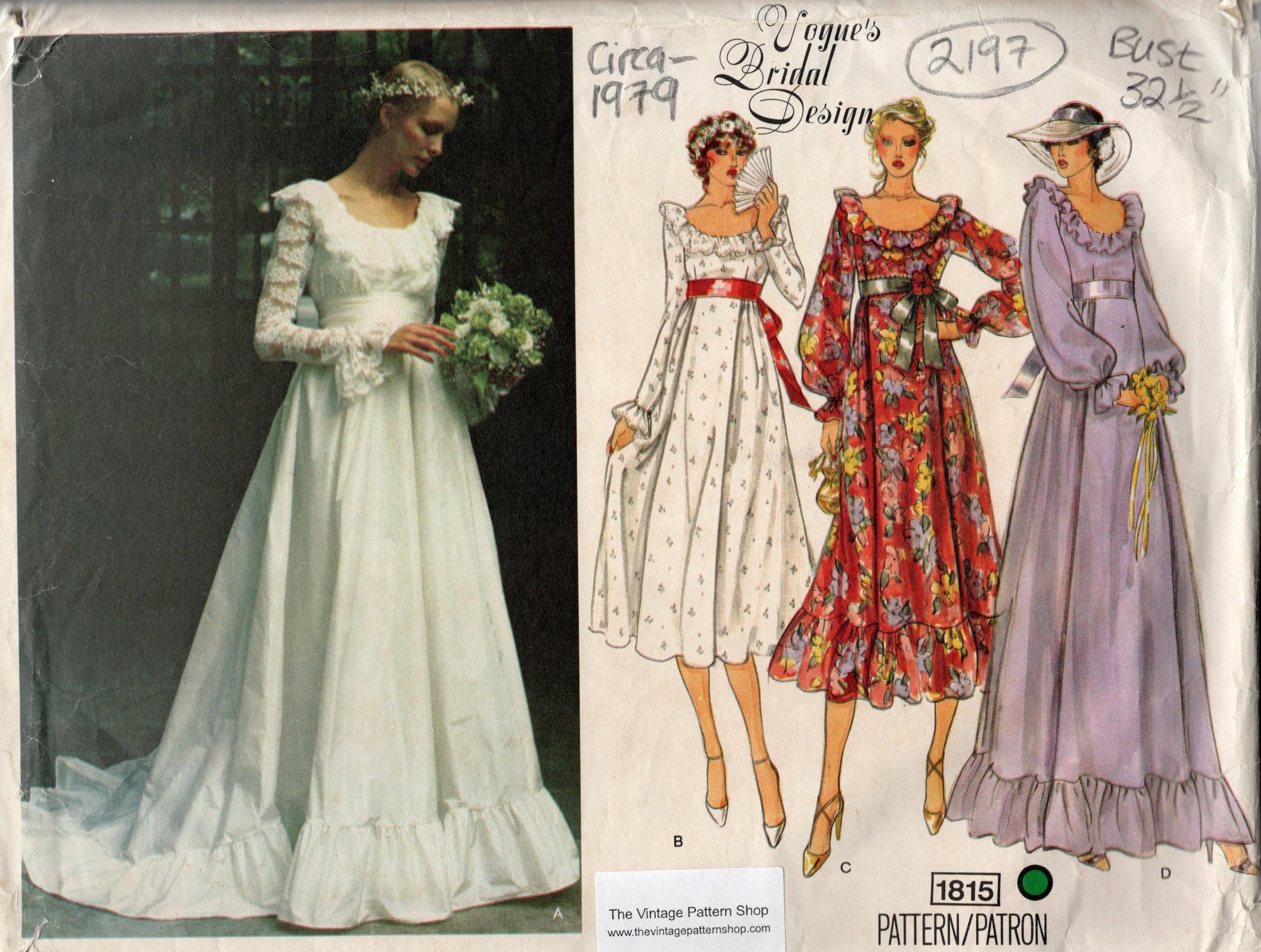 1979 Vintage Vogue Sewing Pattern (B32 1/2″) BRIDAL DRESS (2197) Vogue ...