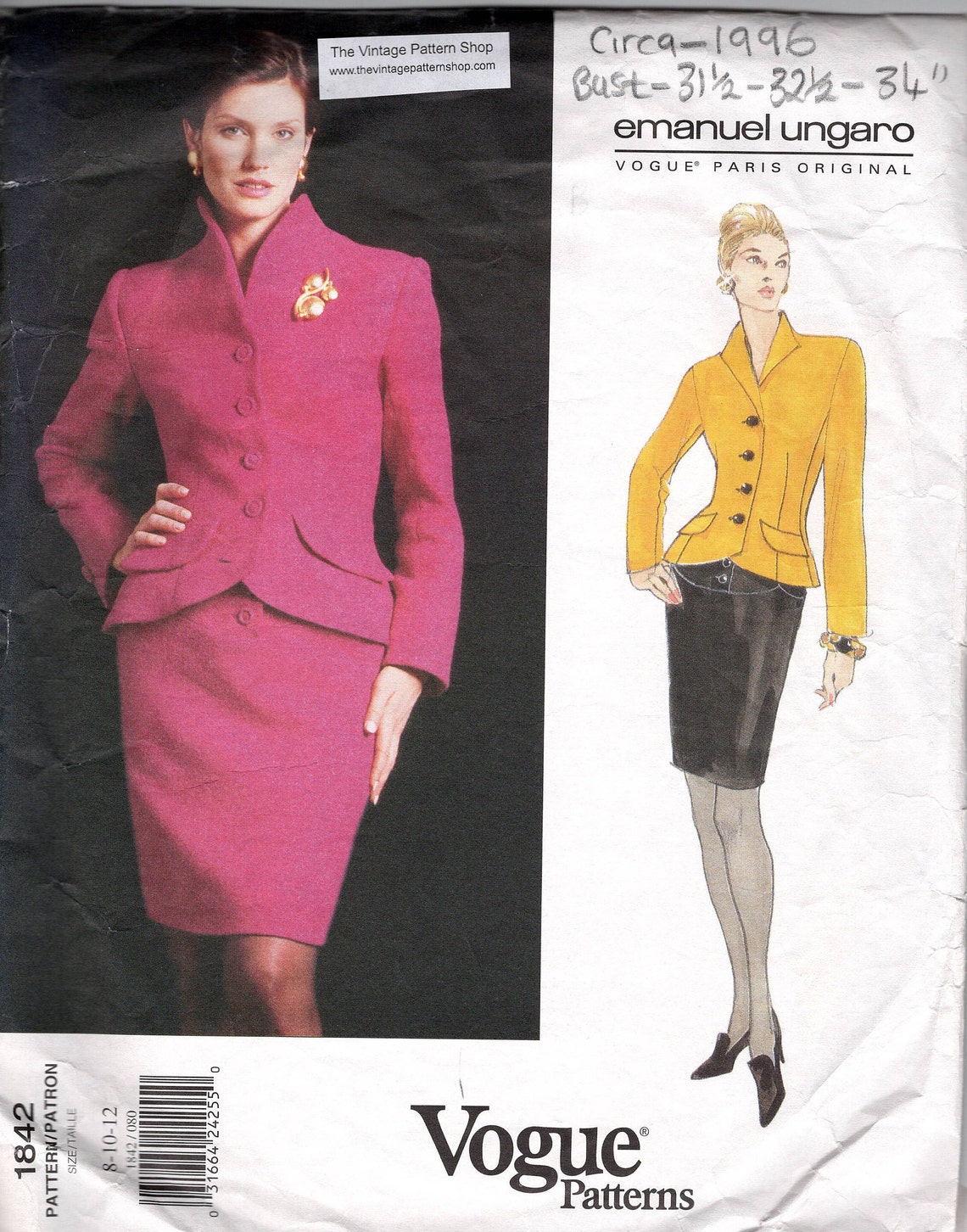 1996 Vintage VOGUE Sewing Pattern B 31.5" - 32.5" - 34" JACKET and ...