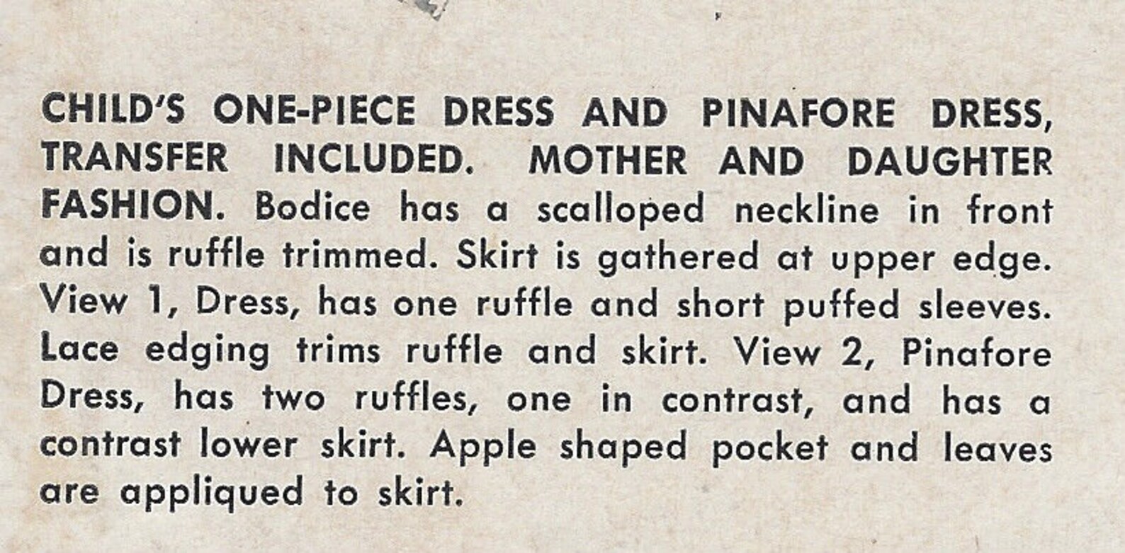 1952 Childrens Vintage Sewing Pattern S2 C21 DRESS & TRANSFER C6 ...