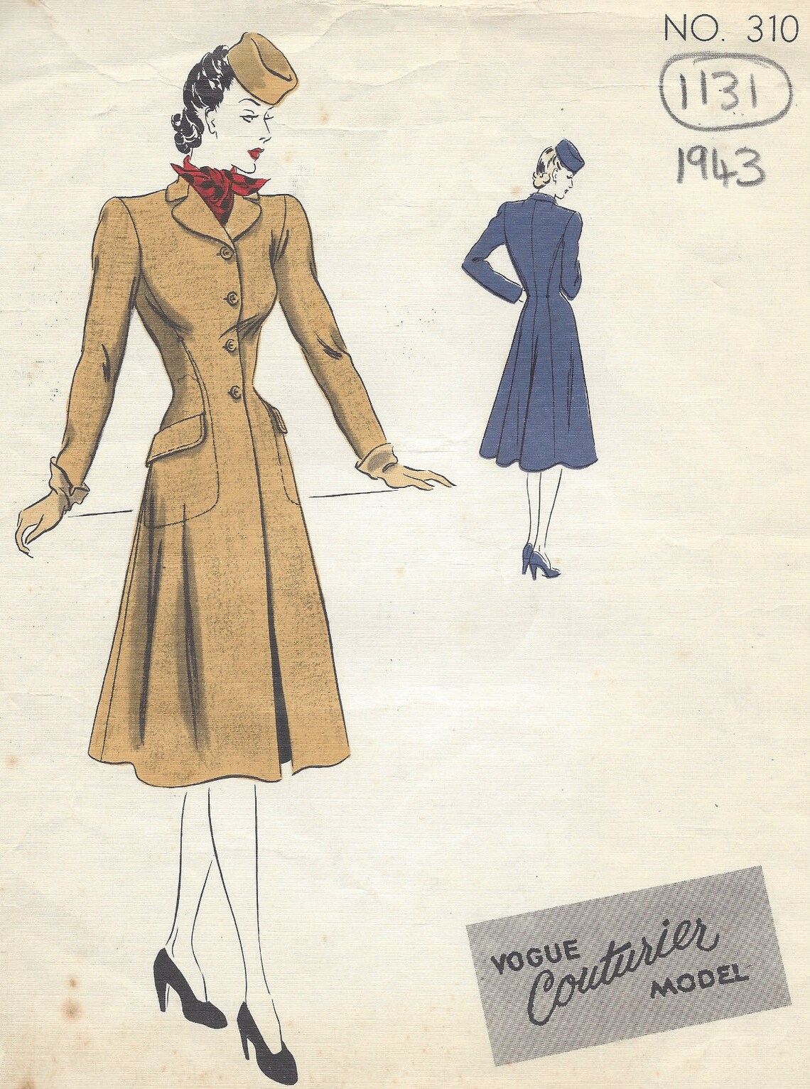 1943 WW2 Vintage VOGUE Sewing Pattern B30in COAT (1131) Vogue 310 - Etsy