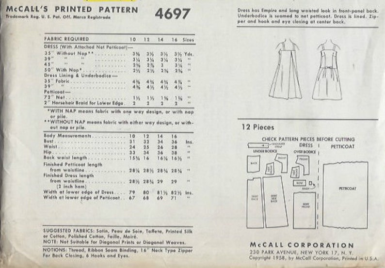 1958 Vintage Sewing Pattern B34 DRESS 1458 by PIERRE CARDIN - Etsy