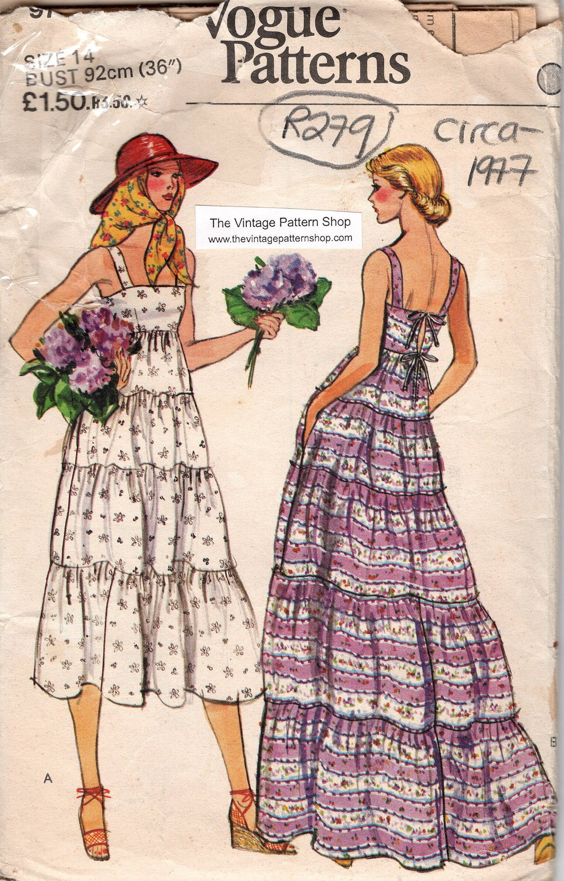 1977 Vintage VOGUE Sewing Pattern B36″ DRESS (R279) Vogue 9744 - Etsy