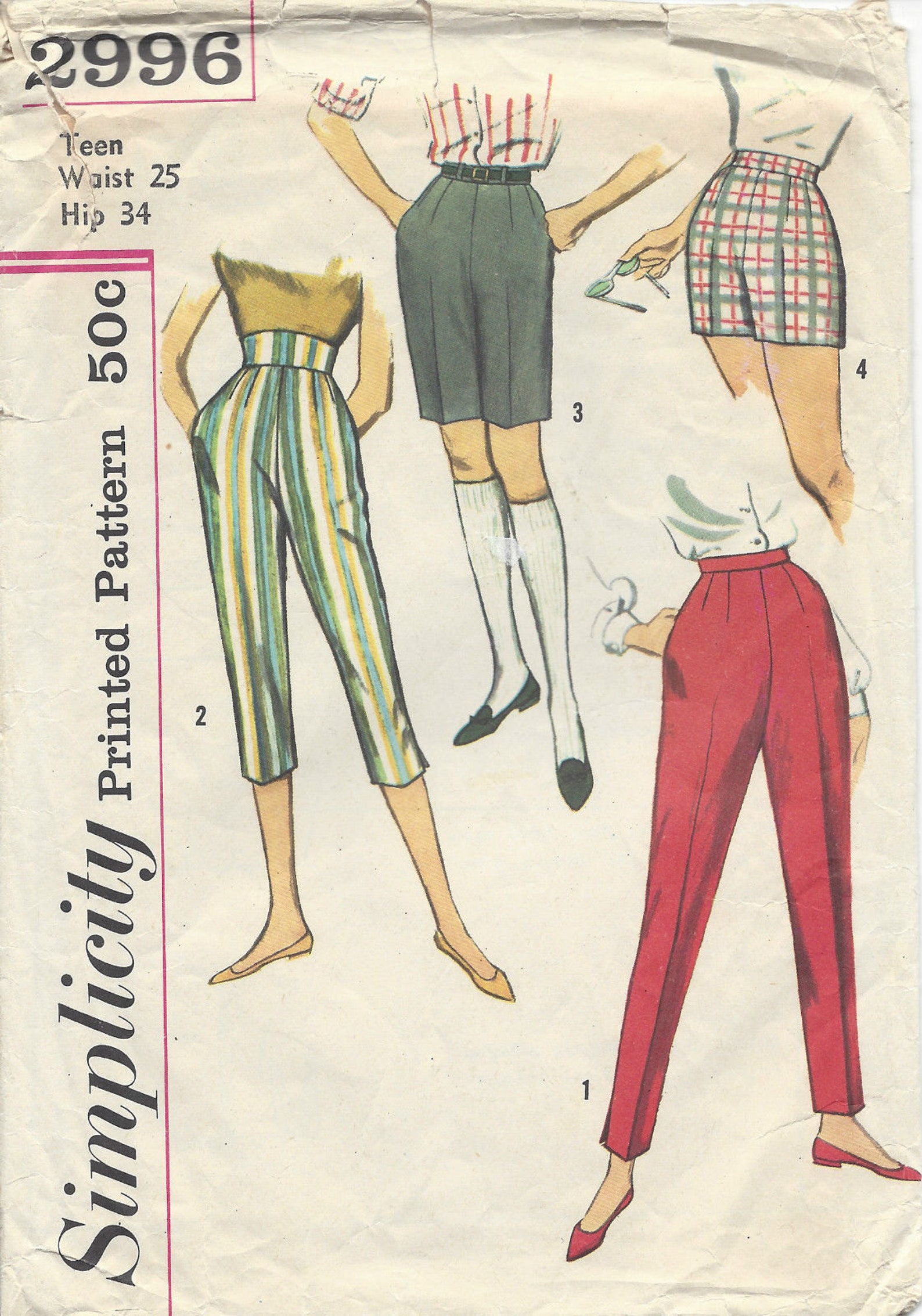 1950s Vintage Sewing Pattern B34″ PANTS & SHORTS (R929) by Simplicity ...