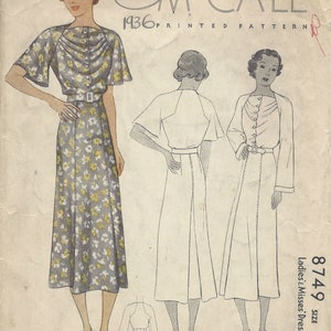 1936 Vintage Sewing Pattern B42 DRESS (1450) Mccall 8749 - Etsy