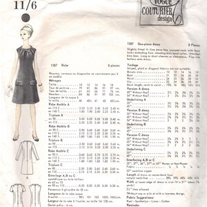 1966 Vintage VOGUE Sewing Pattern B38" DRESS (2383) Simonetta of Italy ...