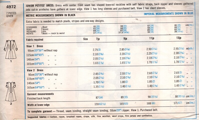 1974 Vintage Sewing Pattern B35 DRESS 1947 by Style 4972 - Etsy