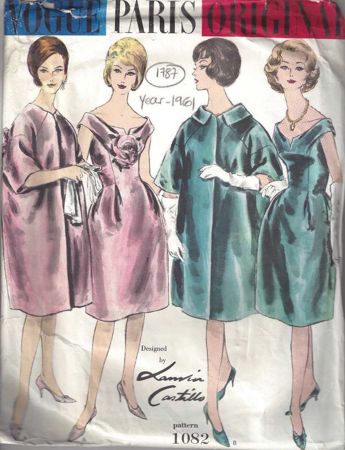 1961 Vintage VOGUE Sewing Pattern B38 Dress & Coat (1787RRR) by Jeanne ...