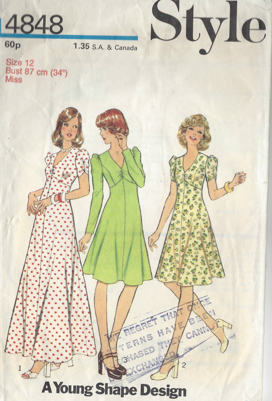 1974 Vintage Sewing Pattern B34 DRESS 1472 Style 4848 - Etsy