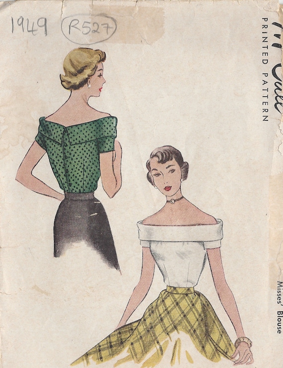 1949 Vintage Sewing Pattern BLOUSE B34 R527 Mccall - Etsy