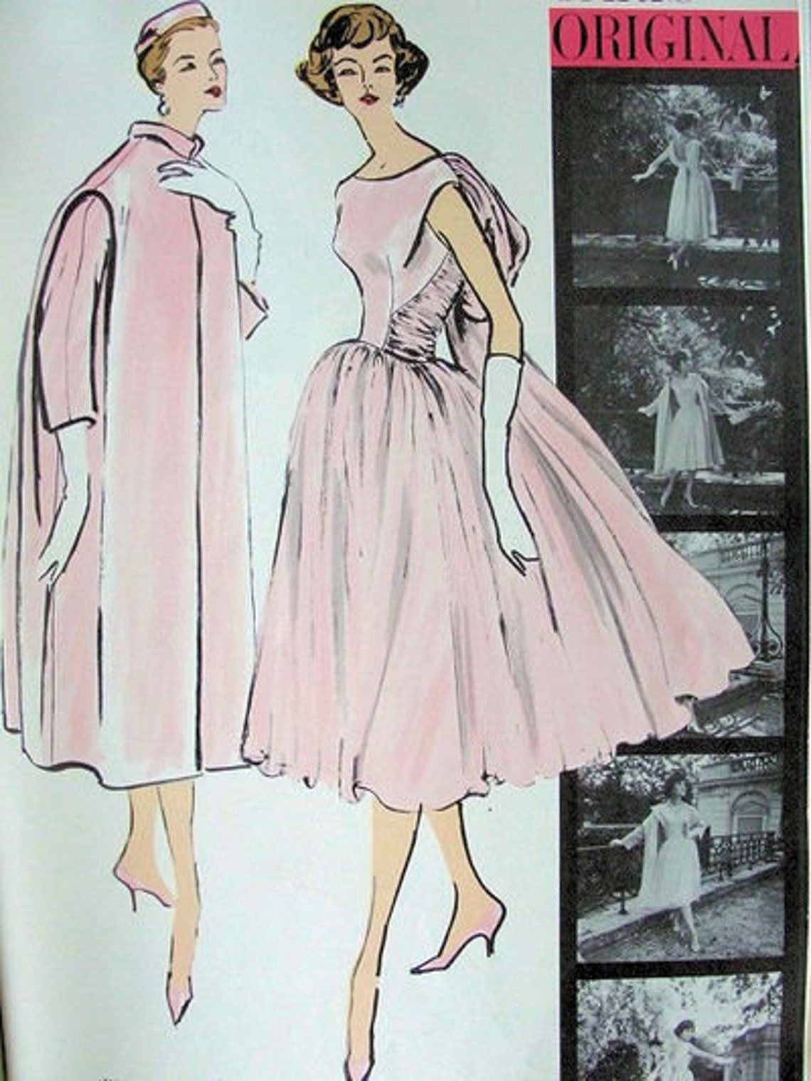 1957 Vintage VOGUE Sewing Pattern DRESS & Coat B34 (1839) by Patou ...