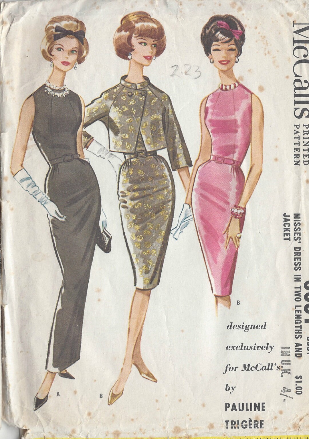 1961 Vintage Sewing Pattern B34" DRESS & JACKET (RR710) Mccall's 6031 ...