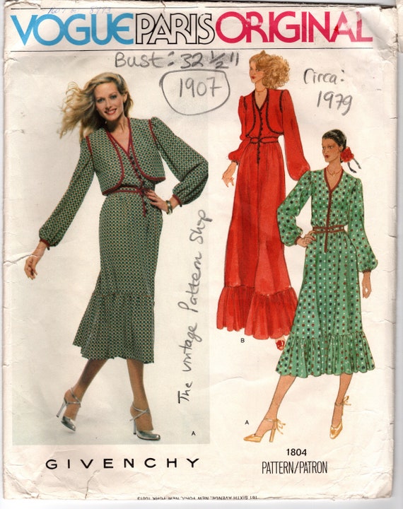 1979 Vintage VOGUE Sewing Pattern DRESS & VEST B32.5 1907 - Etsy UK