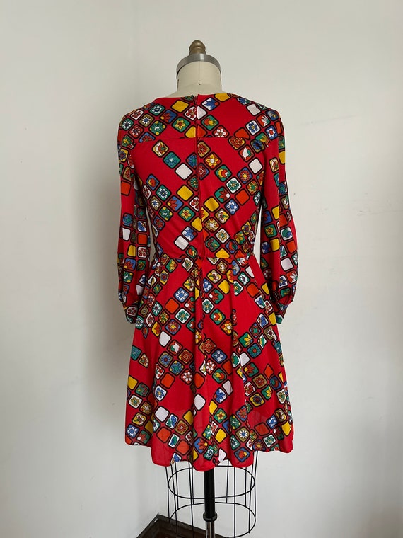 1960s Floral Mod Gogo Mini Skater Dress with Balloon … - Gem