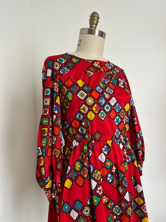 1960s Floral Mod Gogo Mini Skater Dress with Balloon … - Gem