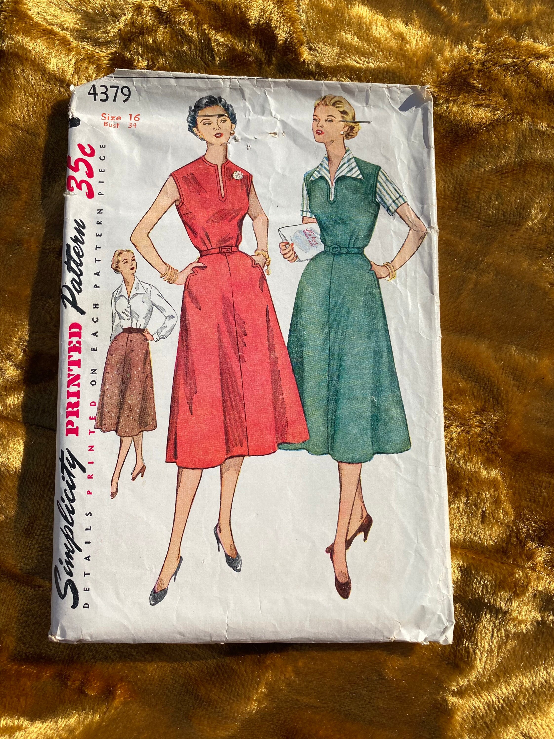 Kits & How To Simplicity 4379 Vintage 50s Sewing Pattern Sewing & Fiber ...