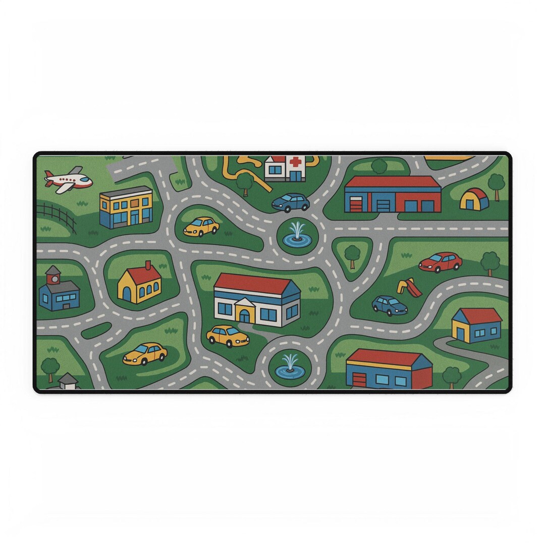 90s Nostalgia Car City Desk Mat – Retro Office Decor, Gamer Desk Pad ...