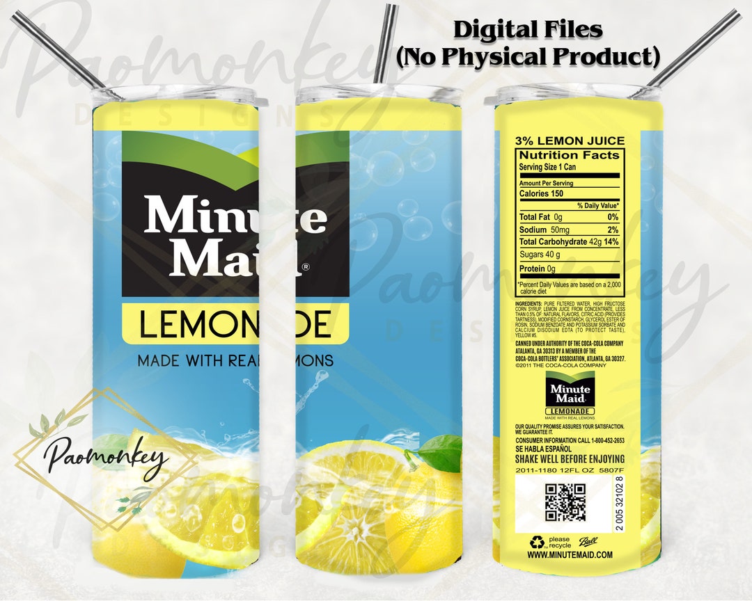 Minute Maid Lemonade Can Straight Skinny Tumbler 20 Oz Sublimation Wrap ...
