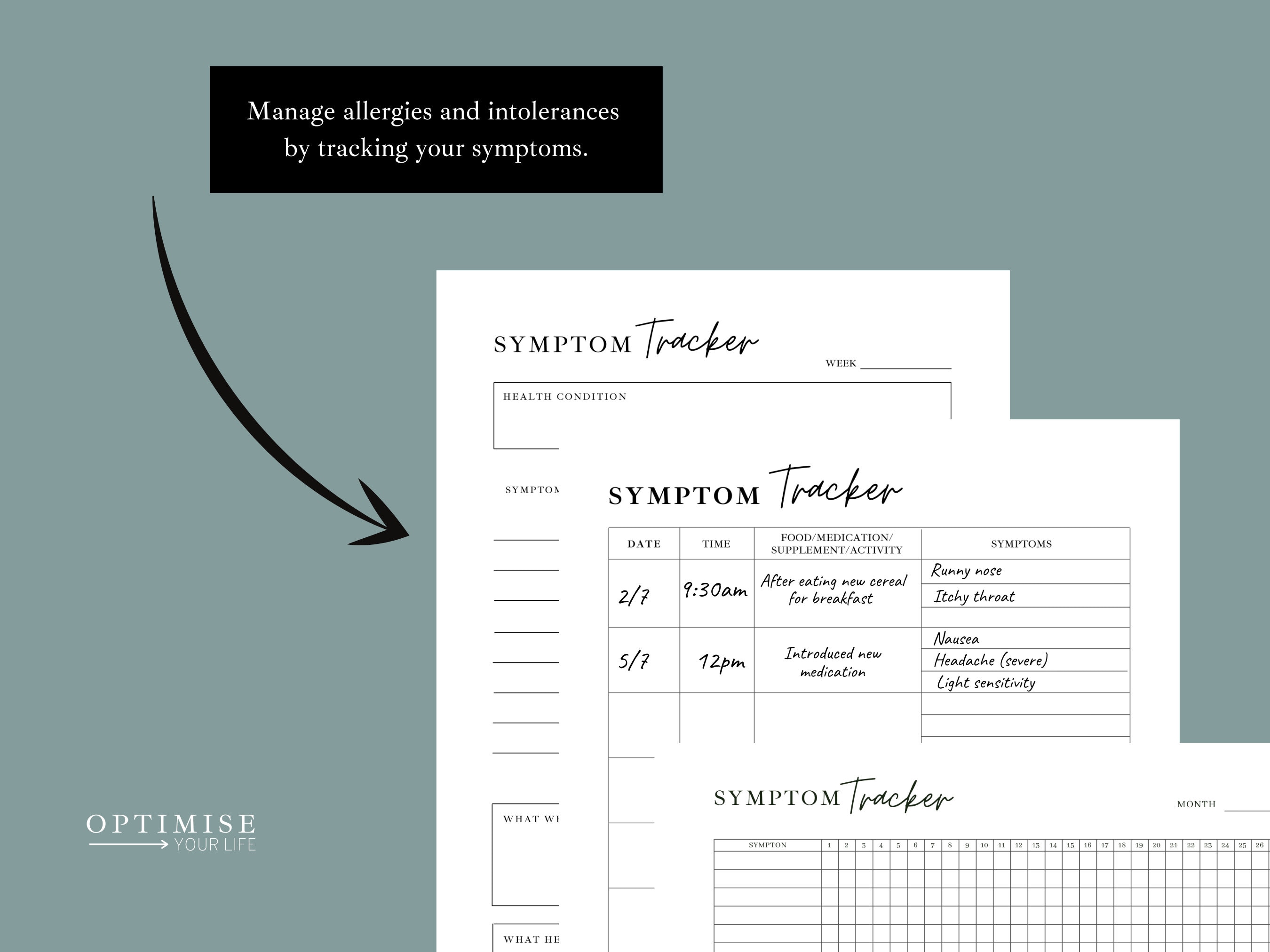 SYMPTOM TRACKER Pdf Printable Health Planner Habit - Etsy