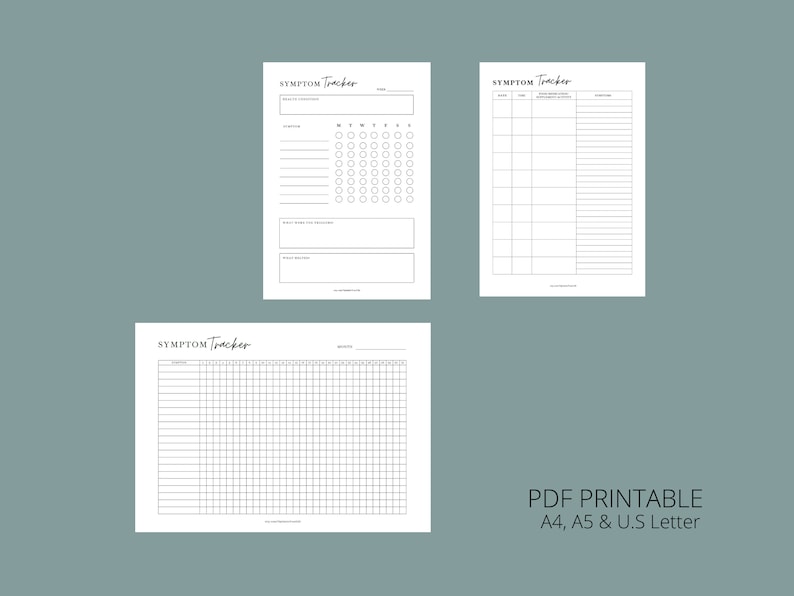 SYMPTOM TRACKER Pdf Printable Health Planner Habit - Etsy