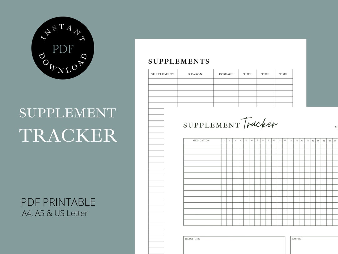 SUPPLEMENT TRACKER LIST Healthy Habit Pdf Printable - Etsy