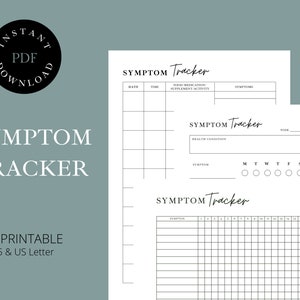SYMPTOM TRACKER Pdf Printable Health Planner Habit - Etsy
