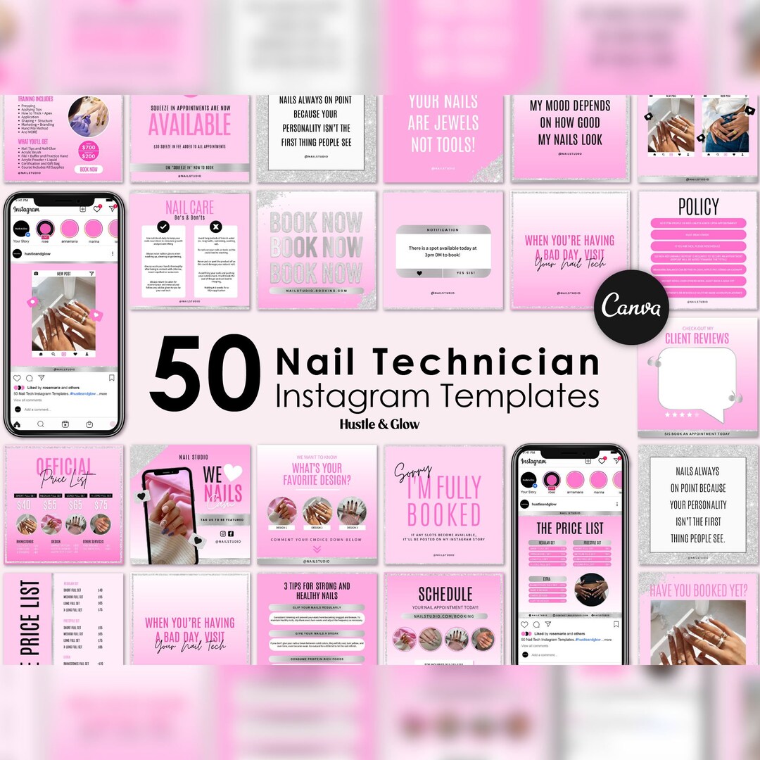 Nail Technician Instagram Posts, Nail Tech Instagram Templates, Nail ...