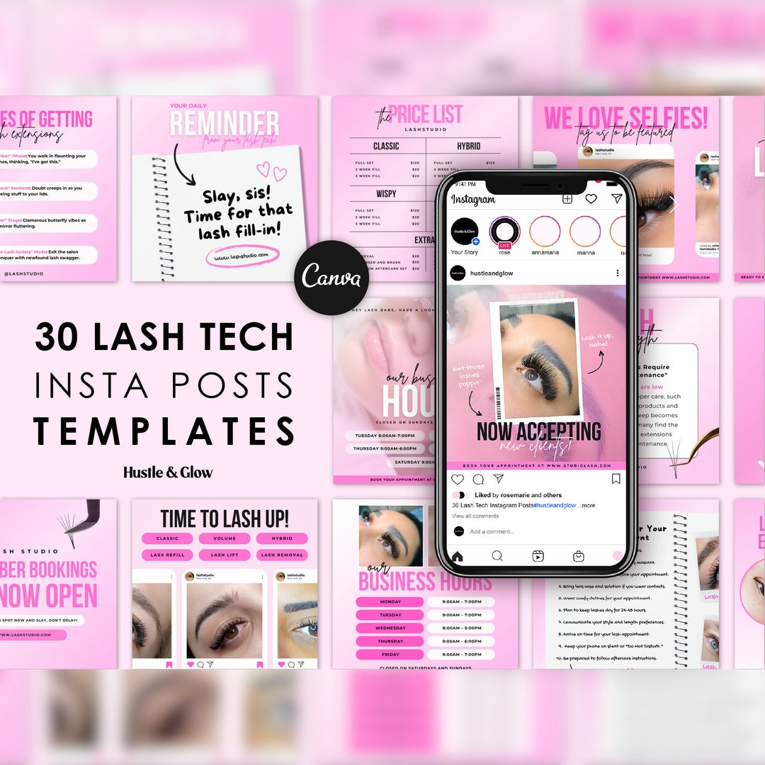 Lash Tech Instagram Posts, Lash Technician Posts, Lash Flyers, Pink ...