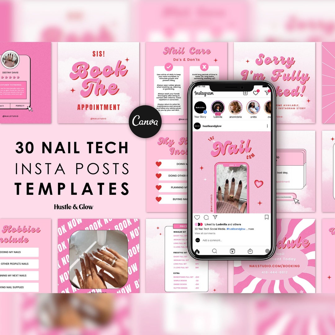 Nail Technician Instagram Posts, Nail Tech Instagram Templates, Nail ...