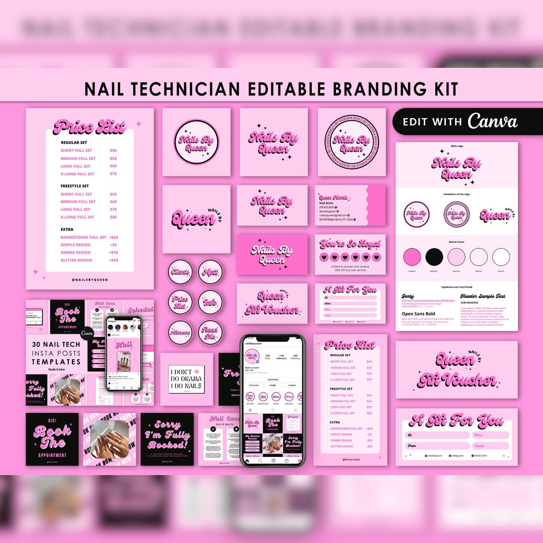 Nail Tech Branding Kit, Nail Tech Instagram Template, Nail Tech Price ...