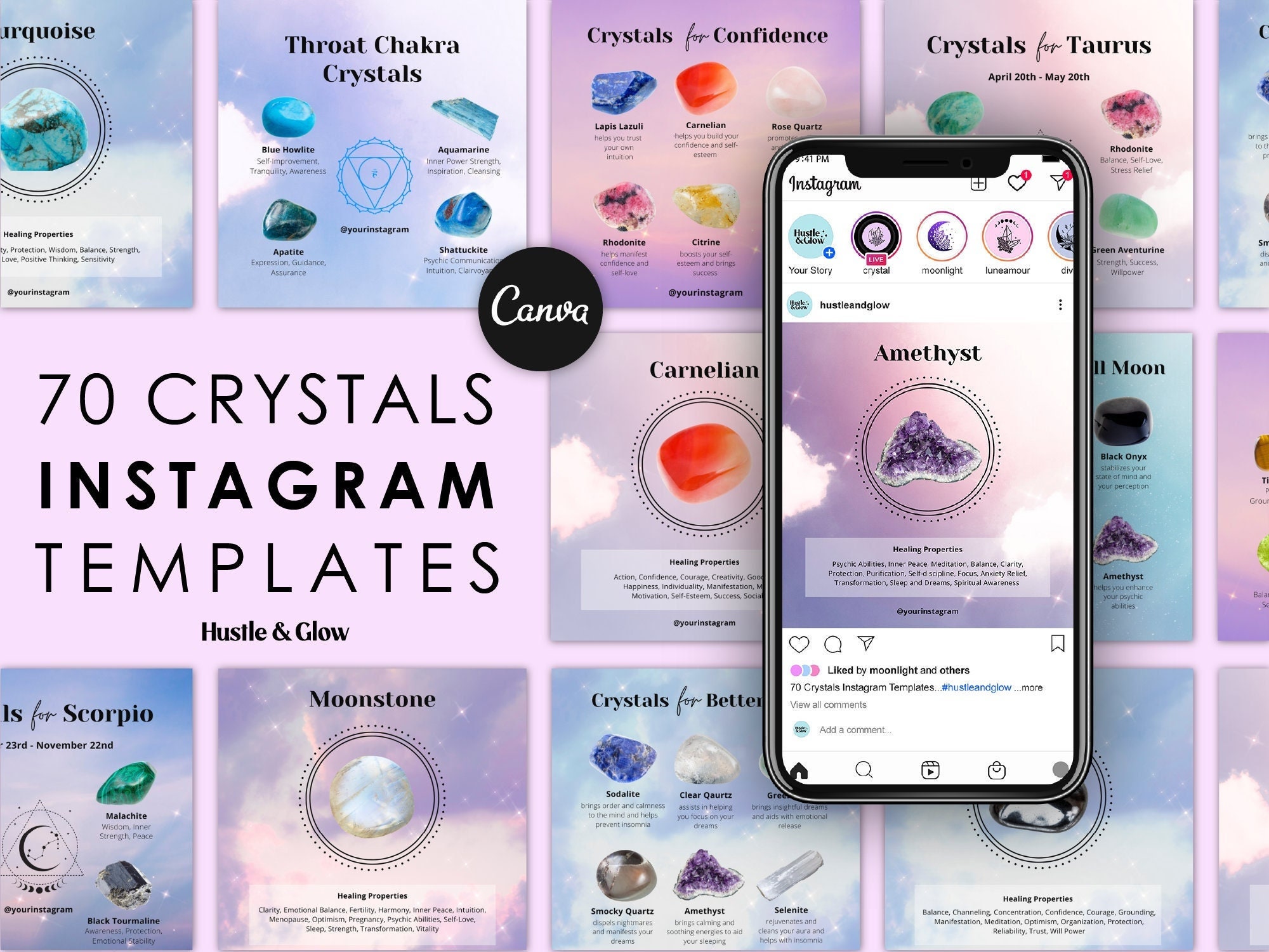 Crystals Instagram Templates Crystals Instagram Posts - Etsy