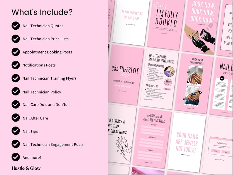 Pink Nail Tech Instagram Posts | Matching Canva Stories & Highlight ...