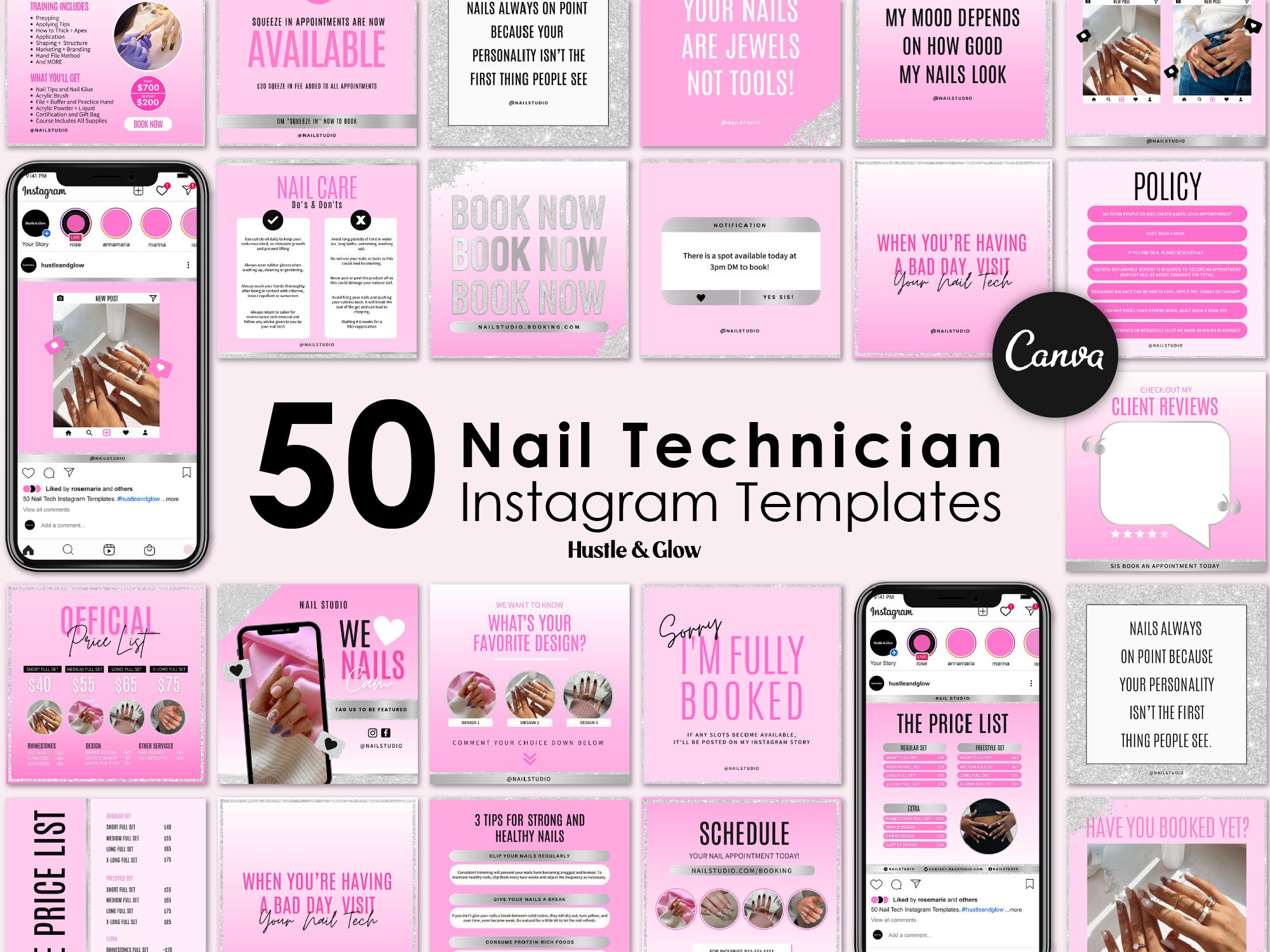 Nail Technician Instagram Posts Nail Tech Instagram - Etsy
