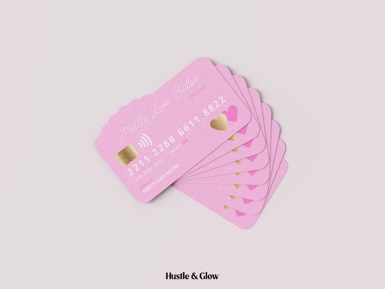 Pink Credit Card Business Template | Loyalty Card With QR Code - Etsy