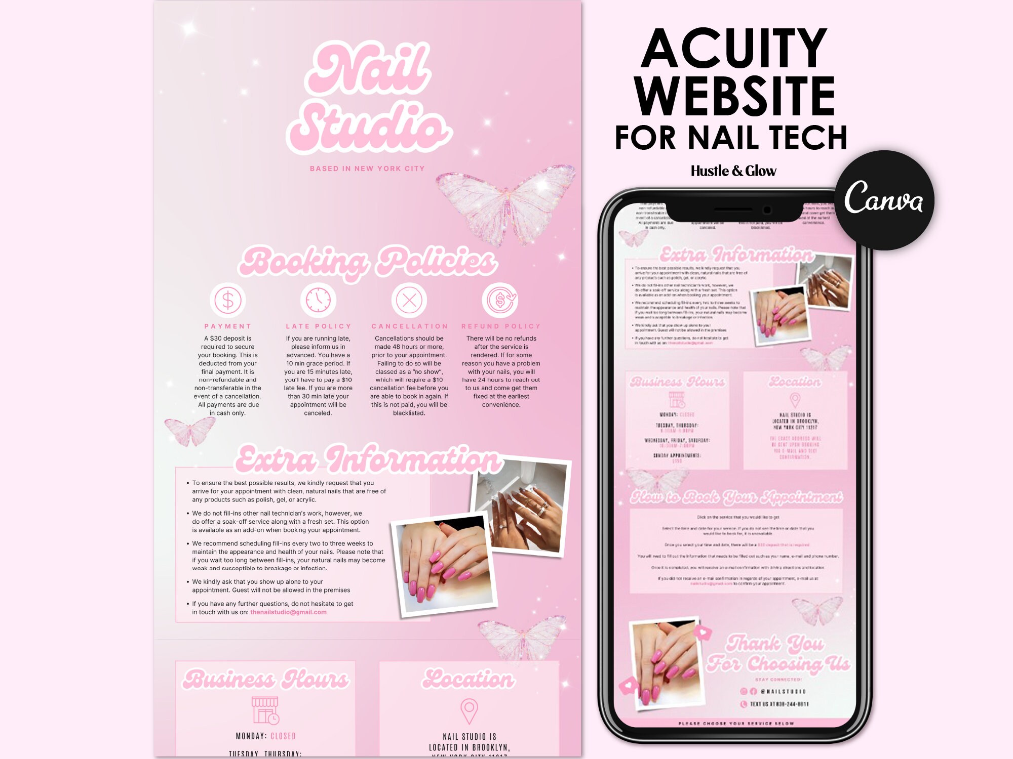 Acuity Scheduling Template for Nail Tech Nail Tech Acuity - Etsy