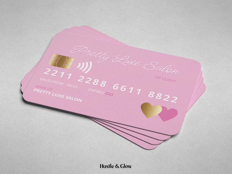 Pink Credit Card Business Template | Loyalty Card With QR Code - Etsy