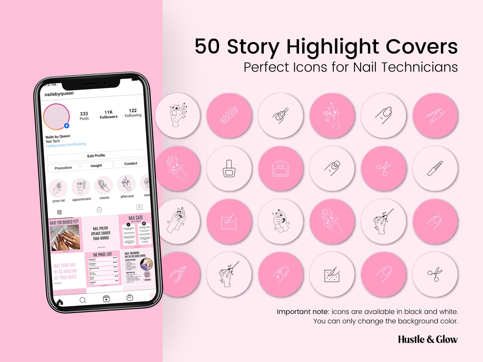 Pink Nail Tech Instagram Posts | Matching Canva Stories & Highlight ...