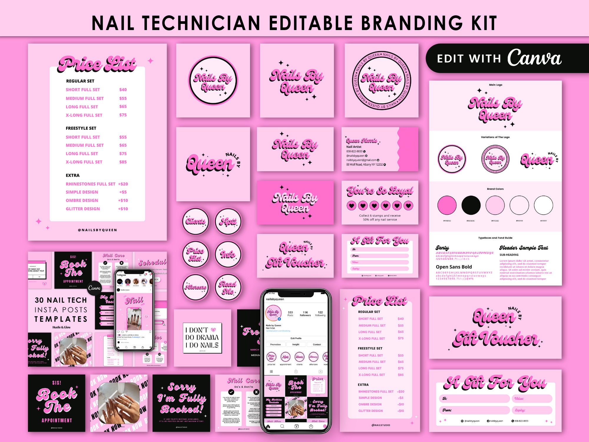 Nail Tech Branding Kit Nail Tech Instagram Template Nail - Etsy